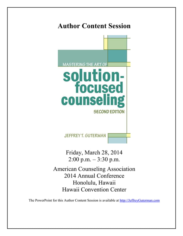 Mastering the Art of Solution-Focused Counseling (Handouts) | PDF