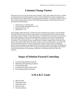 Mastering the Art of Solution-Focused Counseling (Handouts) | PDF