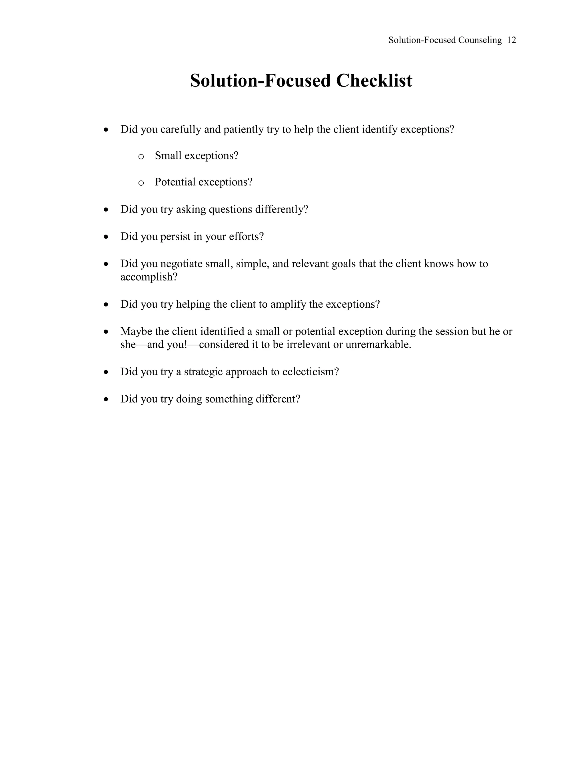 Solution-Focused Counseling: Advanced Techniques and Applications ...