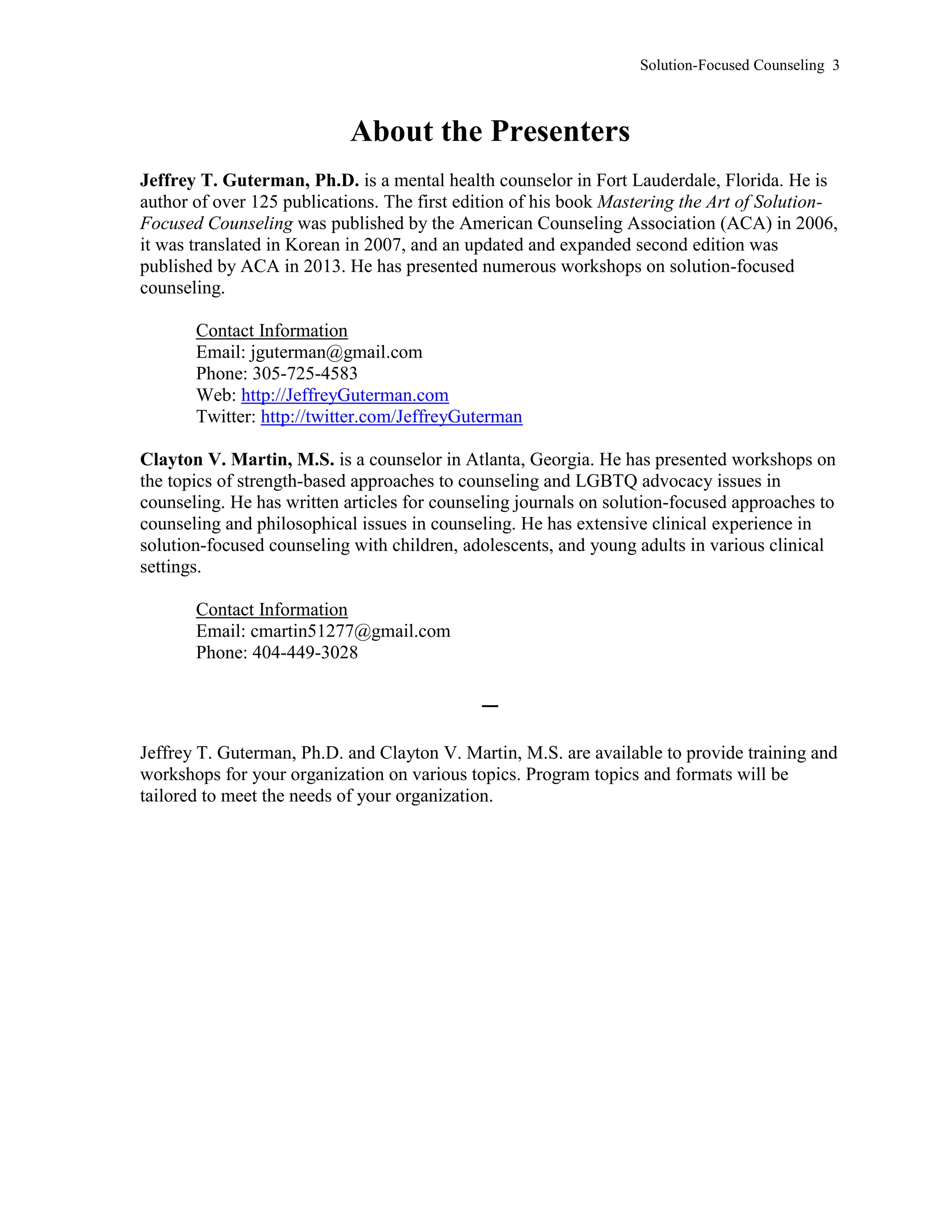 Solution-Focused Counseling: Advanced Techniques and Applications ...