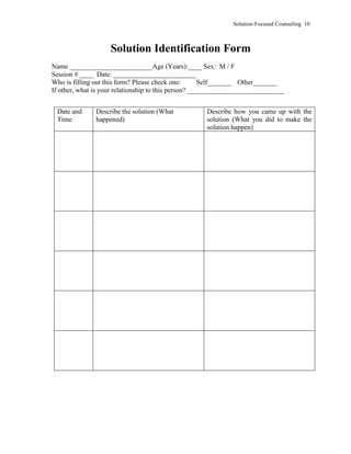 Solution-Focused Counseling: Advanced Techniques and Applications ...