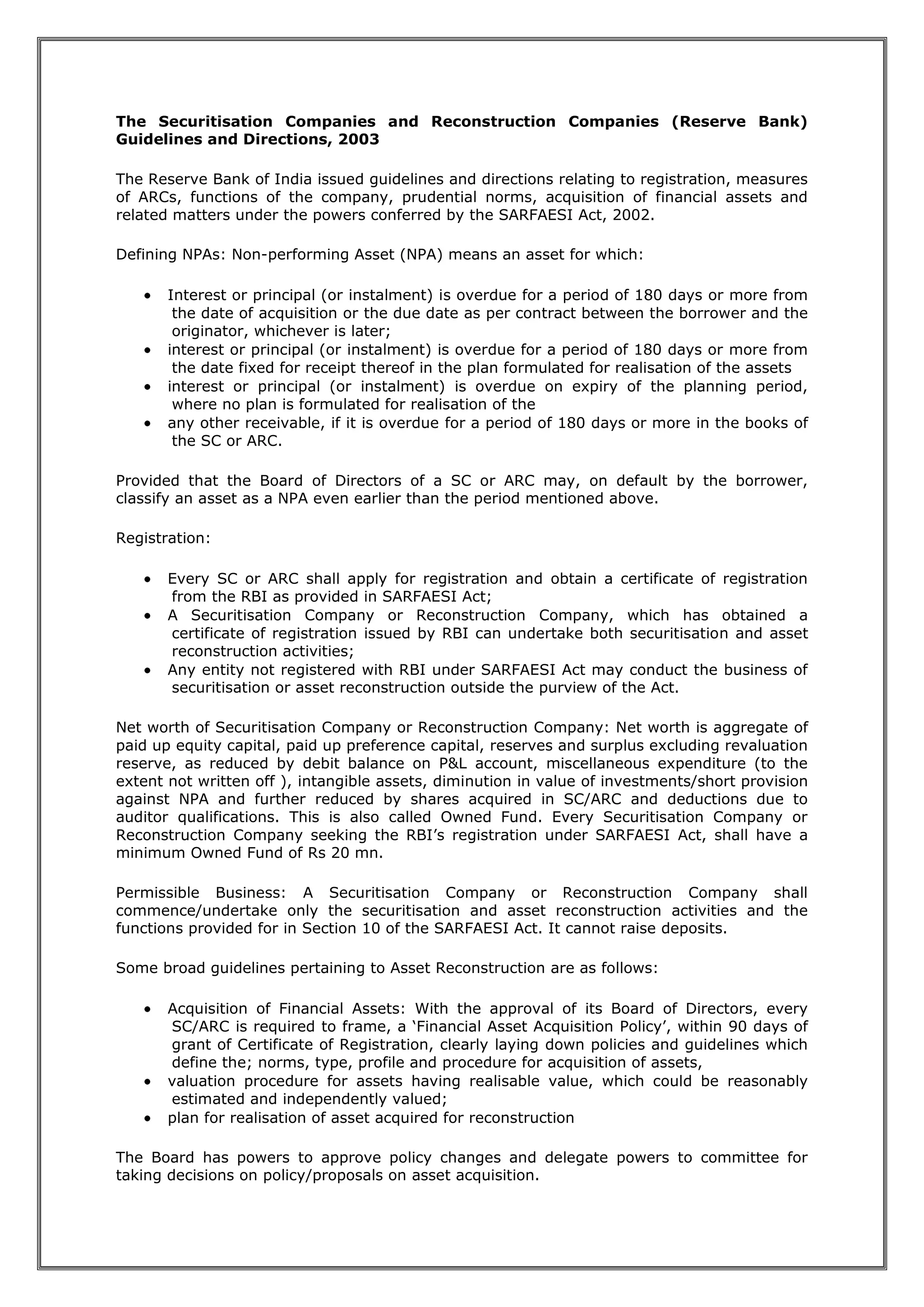 Handout On SARFAESI | DOCX | Business | Business and Finance