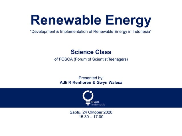 Handout Science Class Energi Terbarukan 2020 | PDF