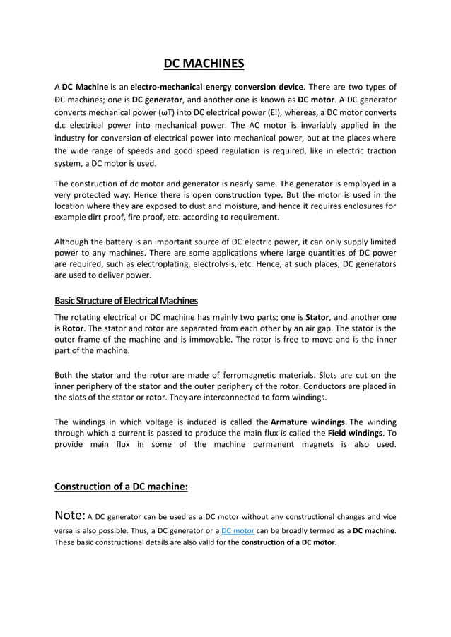 Handouts dc machines | PDF