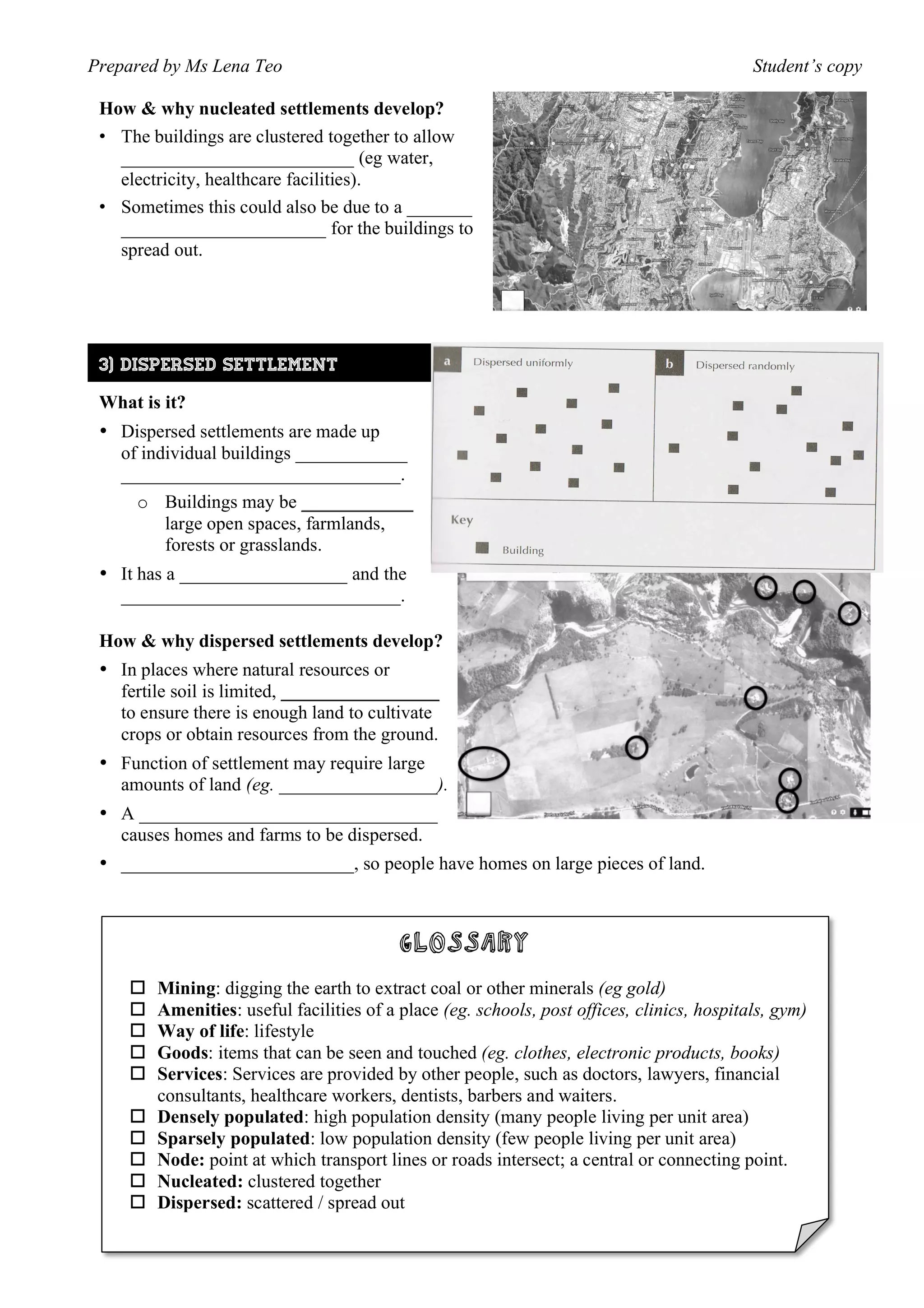 S2 GE Handout - Settlements (Student) | PDF