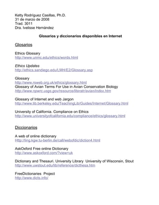 Handouts Glosarios En Internet | PDF