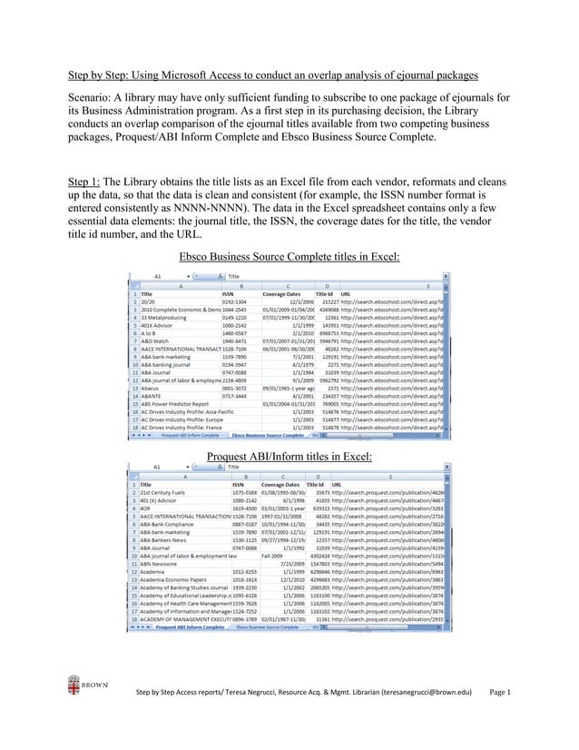 Handouts how to use microsoft access to conduct an overlap analysis | PDF