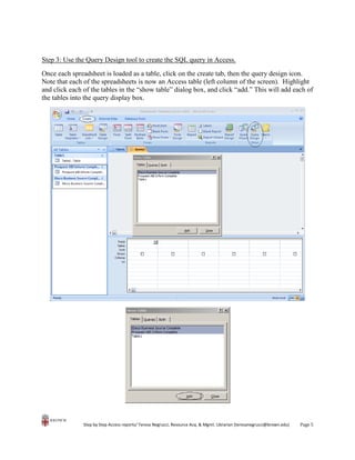 Handouts how to use microsoft access to conduct an overlap analysis | PDF