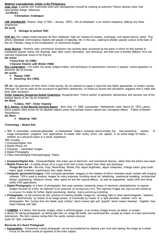 Handouts in Arts Q1 to Q2 | PDF