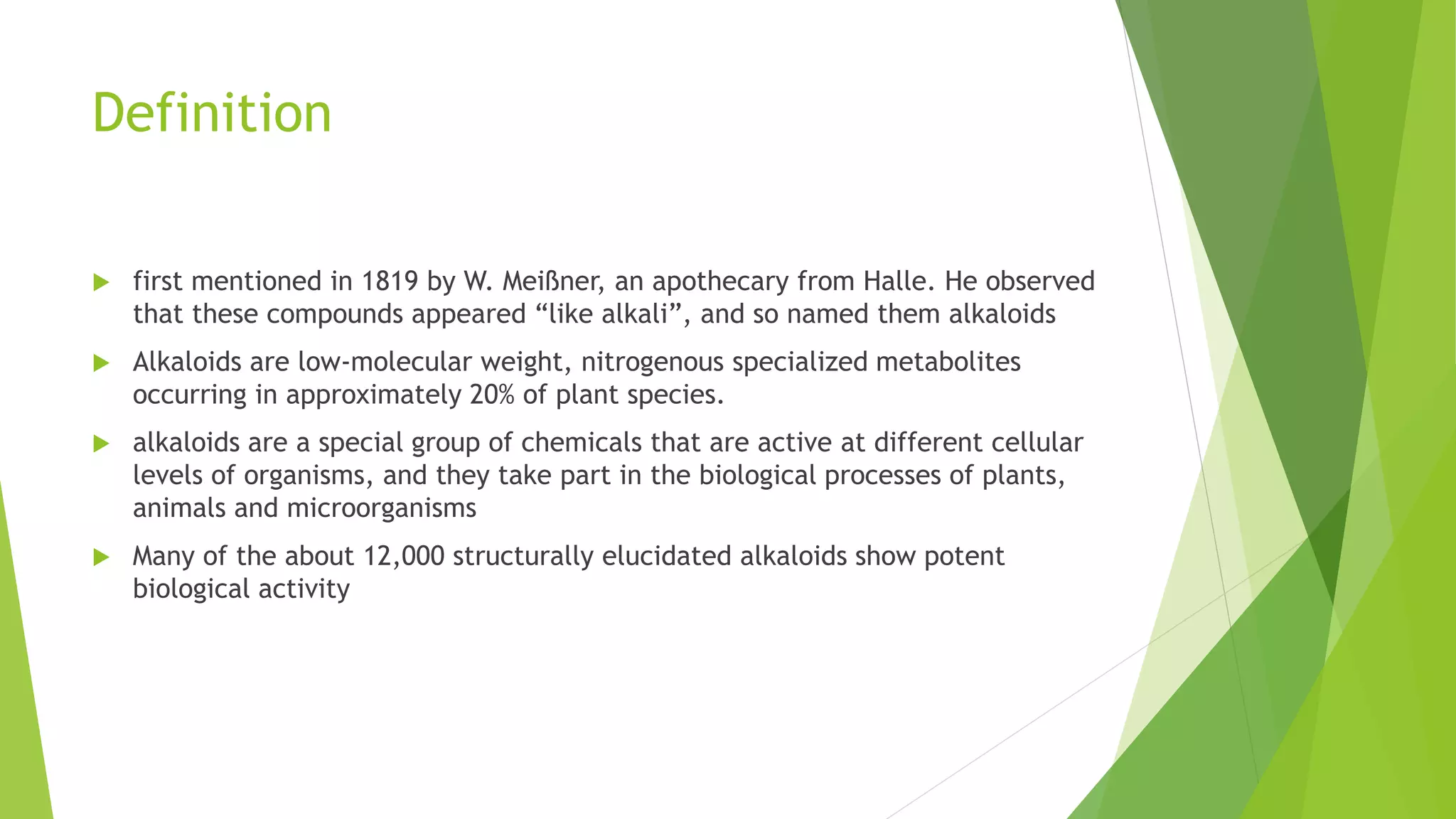 plant alkaloids their functions and biosynthesis | PPTX