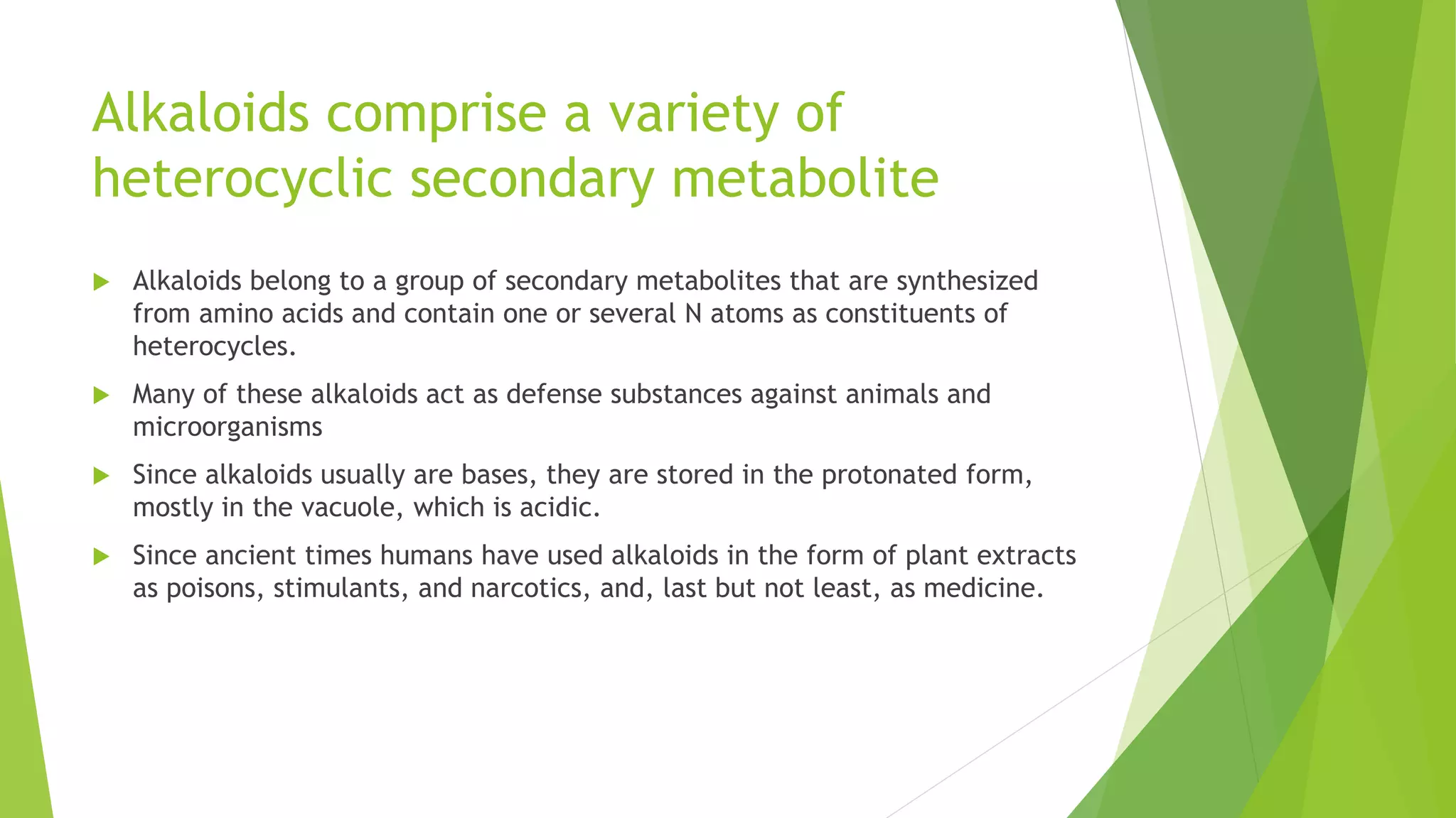 plant alkaloids their functions and biosynthesis | PPTX