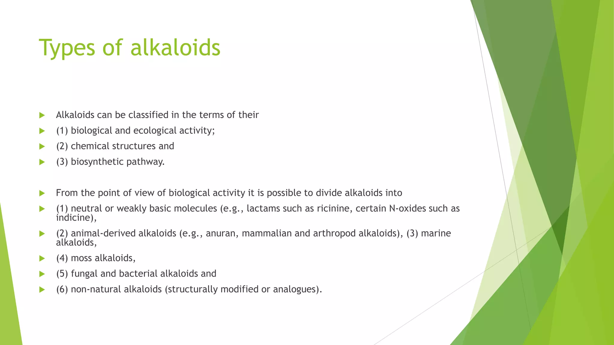 plant alkaloids their functions and biosynthesis | PPTX