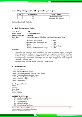 Handouts Skripsi Prodi Manajemen Periode I Tahun 2024 | PDF