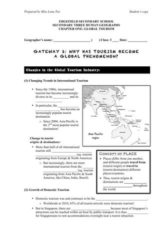 S3 GE Handout 2 - Tourism GW2 (Student) | PDF