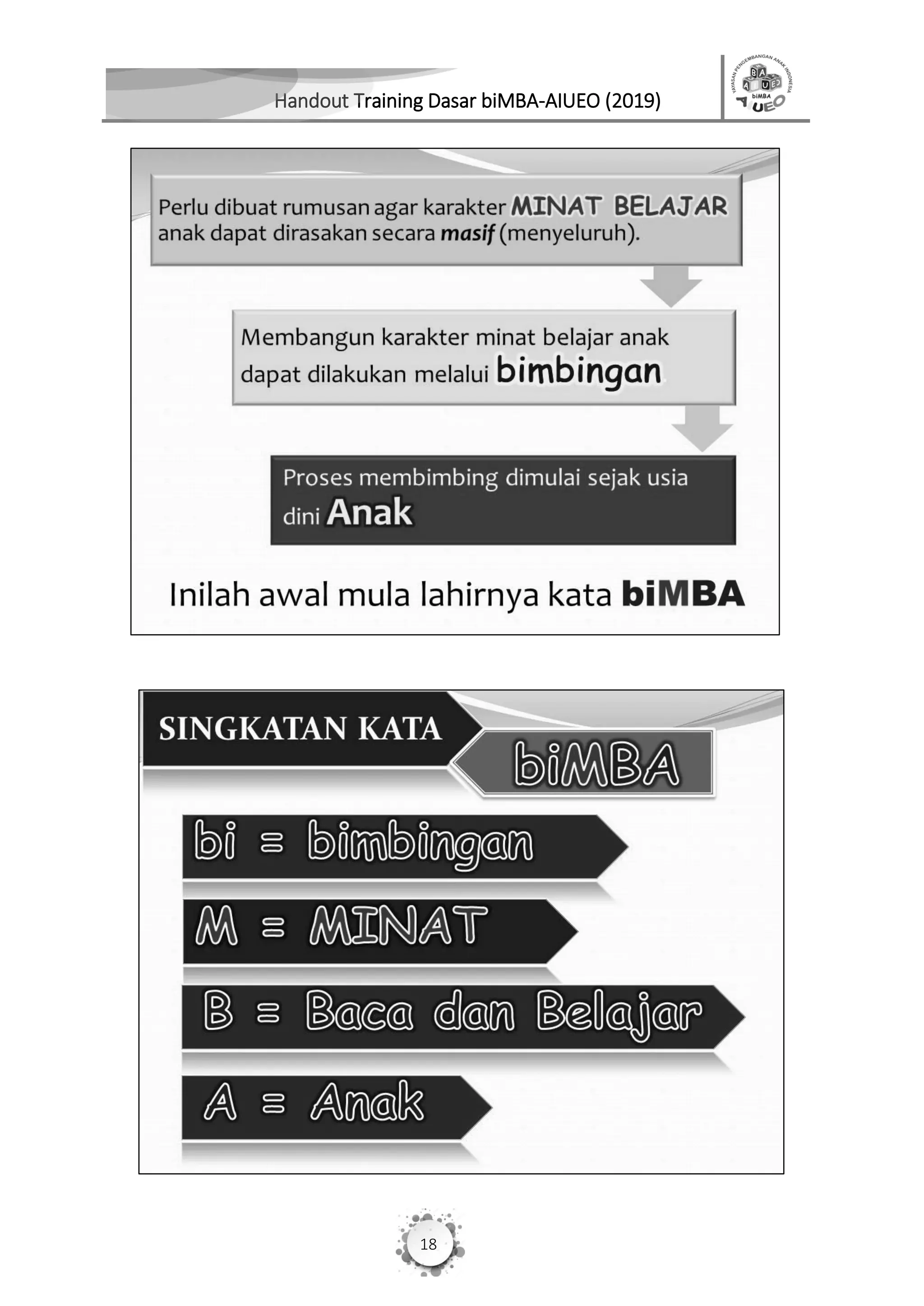 Handout Training Dasar biMBA-AIUEO Edisi Oktober 2019 | PDF