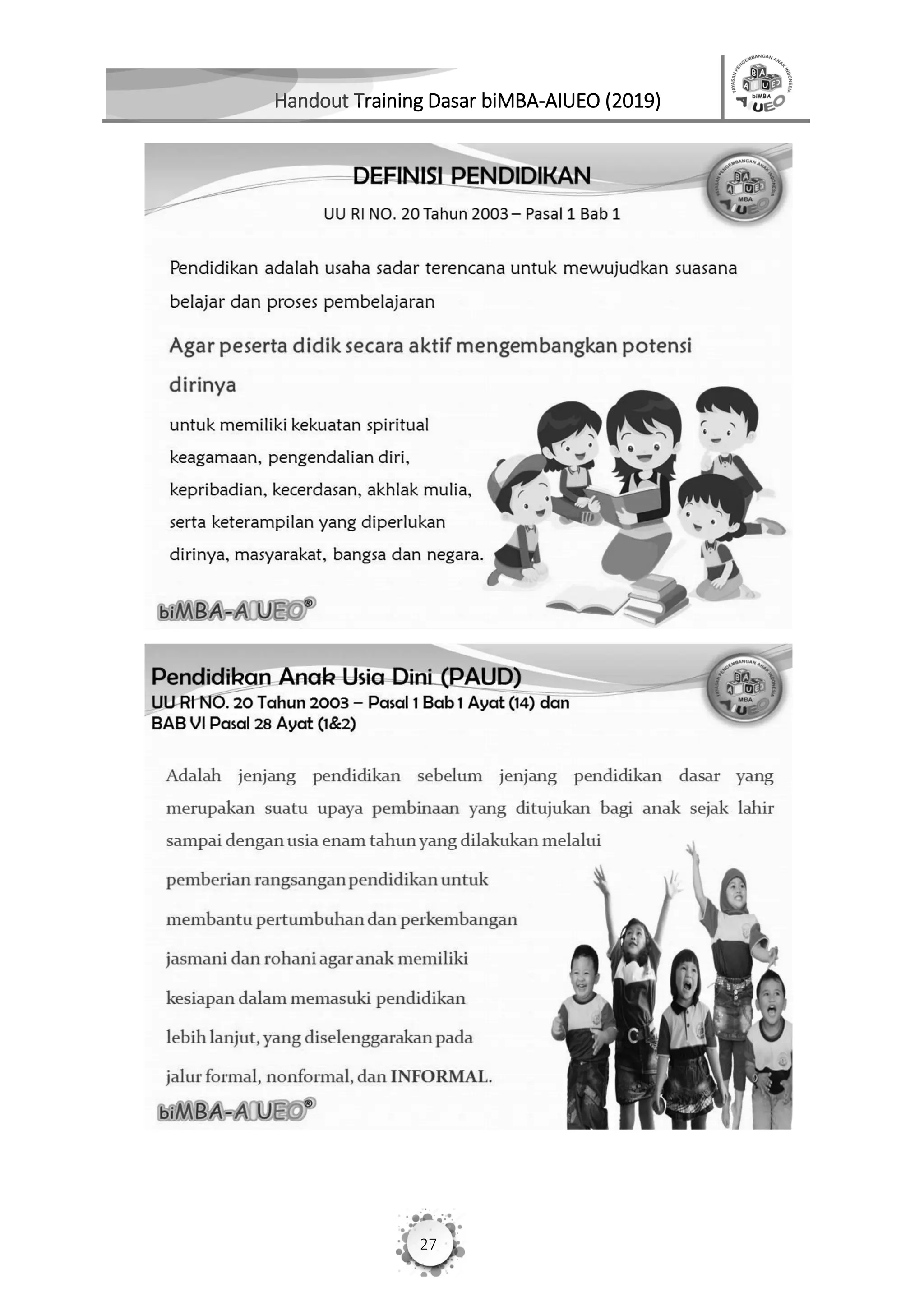 Handout Training Dasar biMBA-AIUEO Edisi Oktober 2019 | PDF