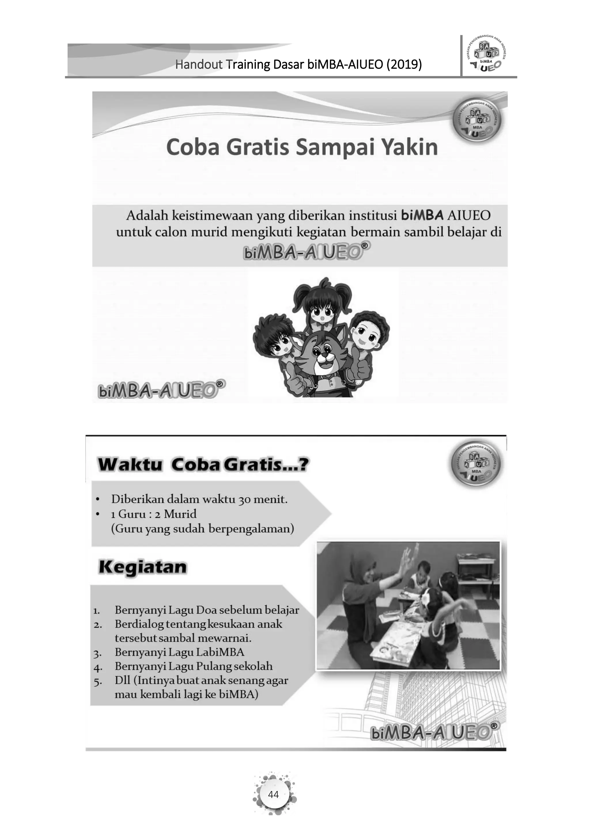 Handout Training Dasar biMBA-AIUEO Edisi Oktober 2019 | PDF