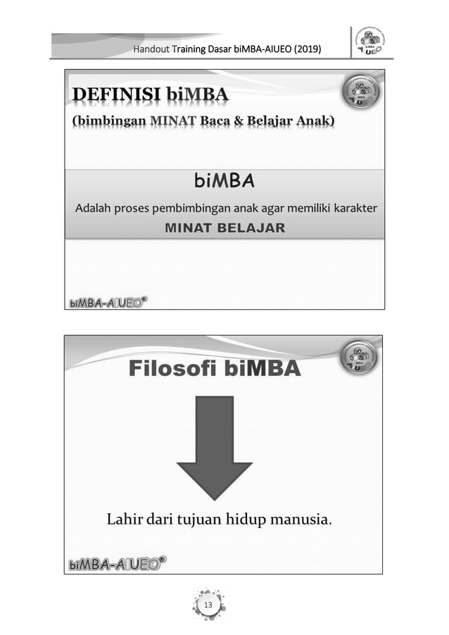 Handout Training Dasar biMBA-AIUEO Edisi Oktober 2019 | PDF