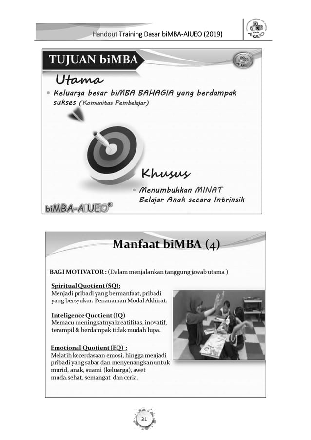 Handout Training Dasar biMBA-AIUEO Edisi Oktober 2019 | PDF