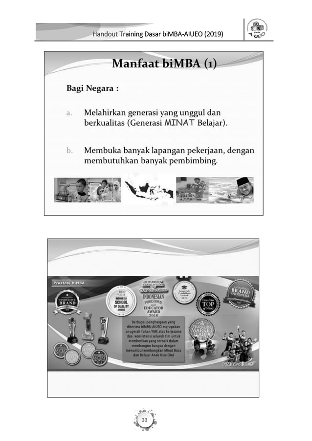 Handout Training Dasar biMBA-AIUEO Edisi Oktober 2019 | PDF