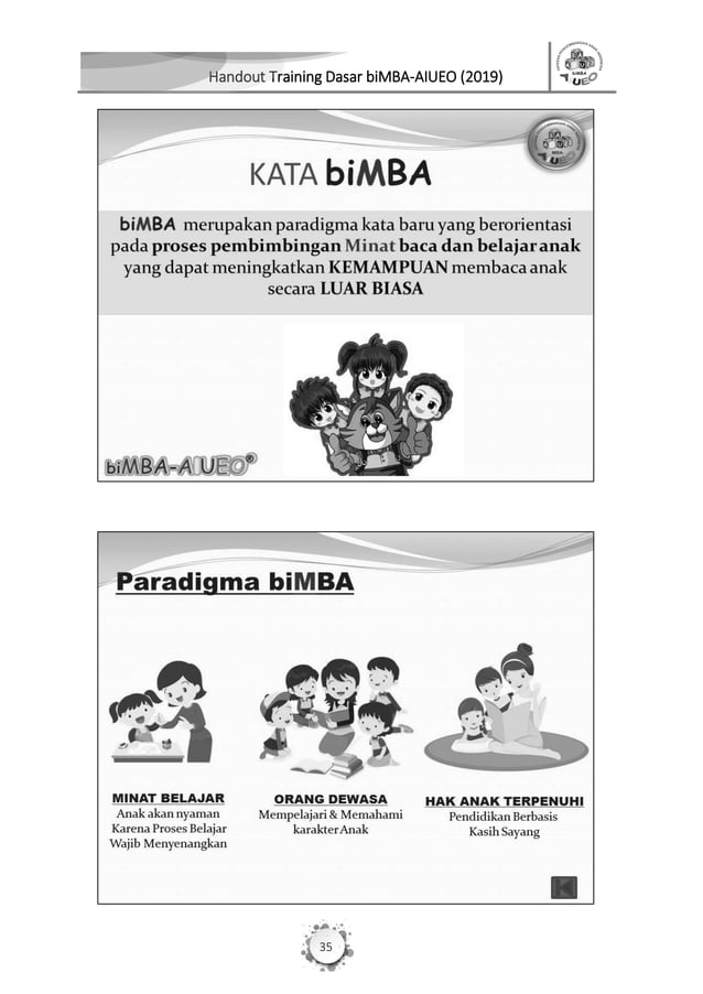 Handout Training Dasar biMBA-AIUEO Edisi Oktober 2019 | PDF