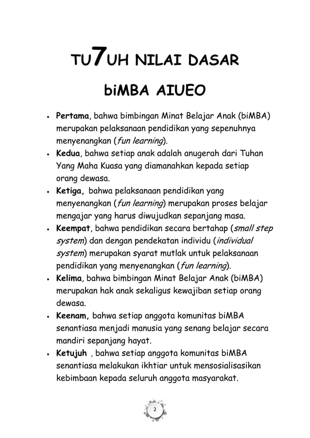 Handout Training Dasar biMBA-AIUEO Edisi Oktober 2019 | PDF