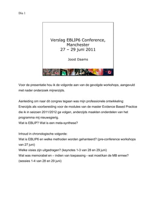 Verslag conferentie EBLIP6 Manchester 2011 | PDF