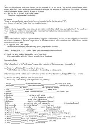 HANDOUT VII 54 Past Simple and Past Continuous | DOCX