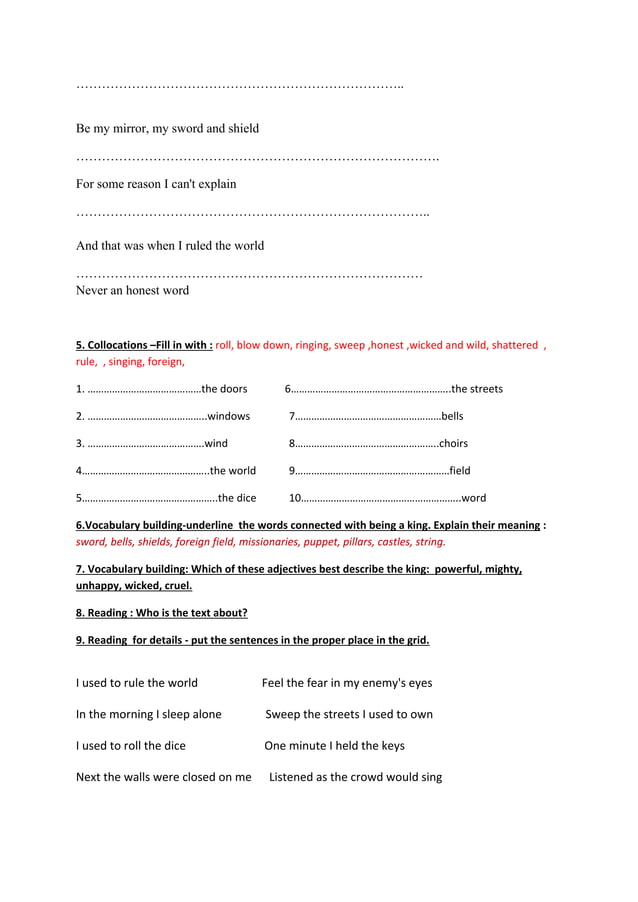 Handout_english lesson | PDF