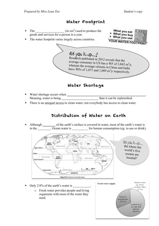 S1 GE Handout 1 - Water Supply (Student) | PDF
