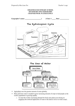 S1 GE Handout 1 - Water Supply (Teacher) | PDF
