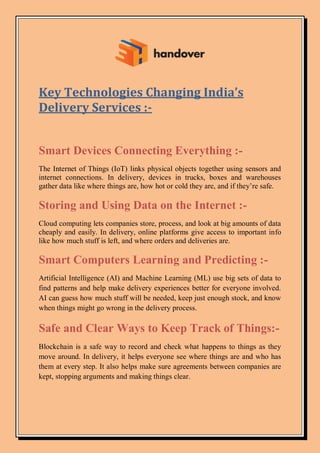 handover-The Role of Technologies in Transforming India’s Logistics ...
