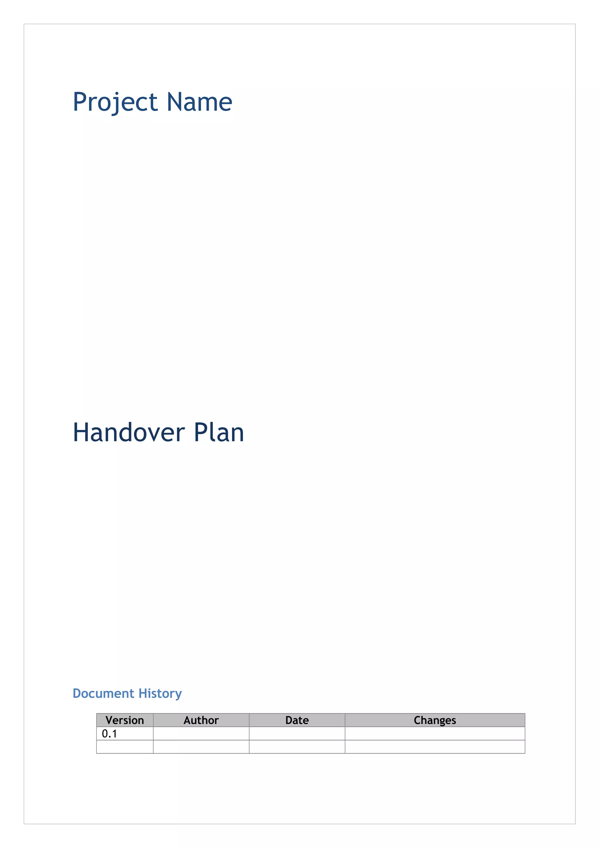 Project Handover Document Template | DOC
