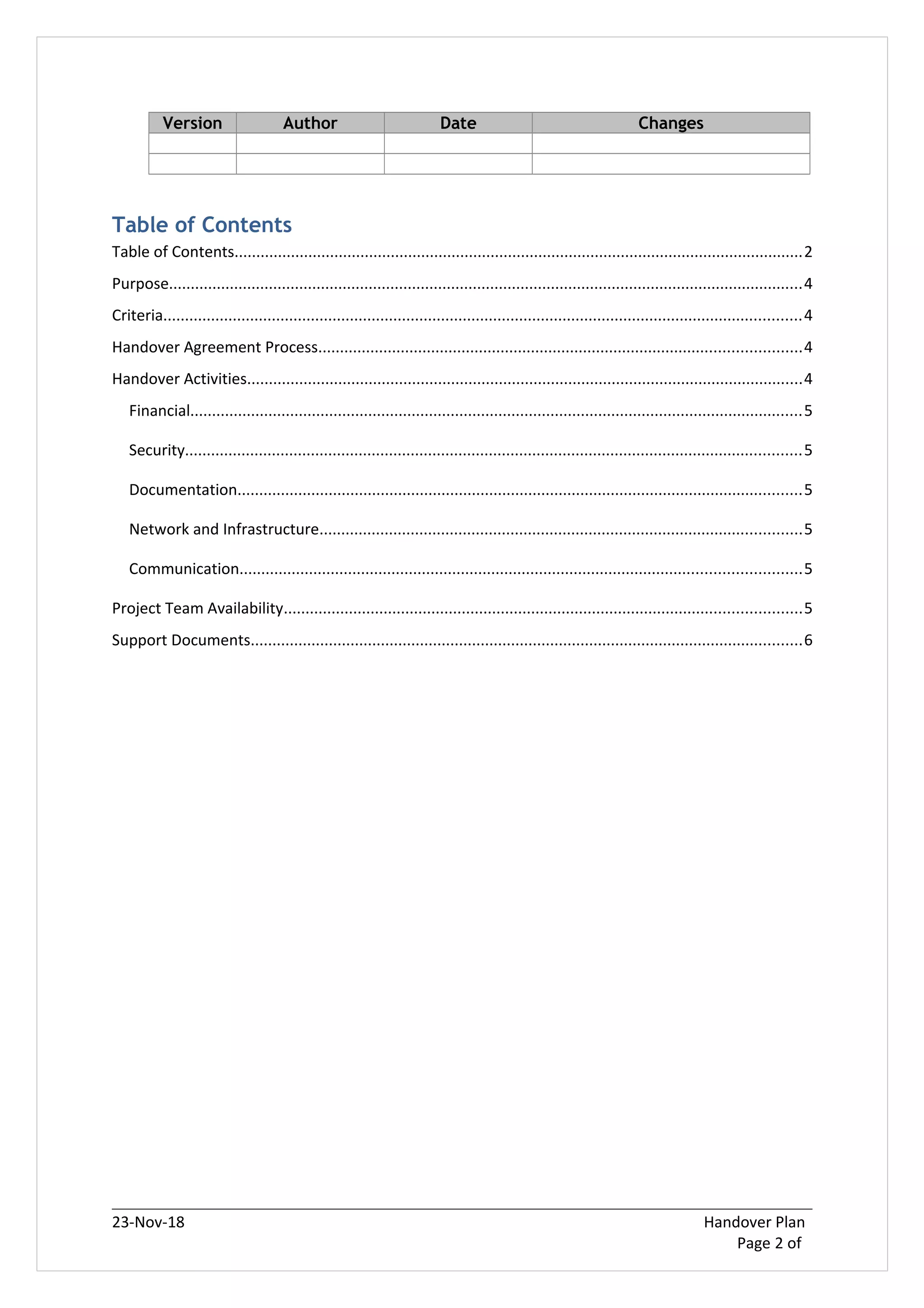 Project Handover Document Template | DOC | IT and Internet Support ...