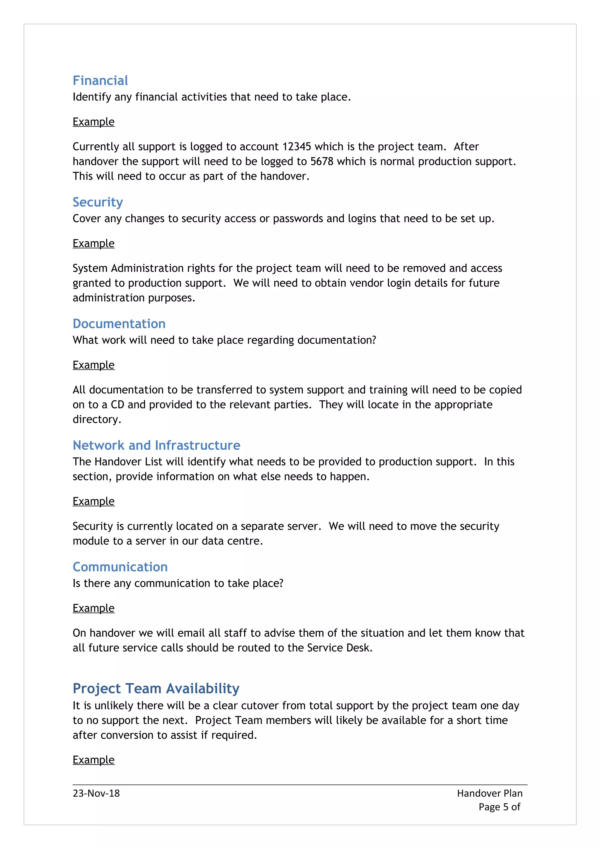 Project Handover Document Template | DOC