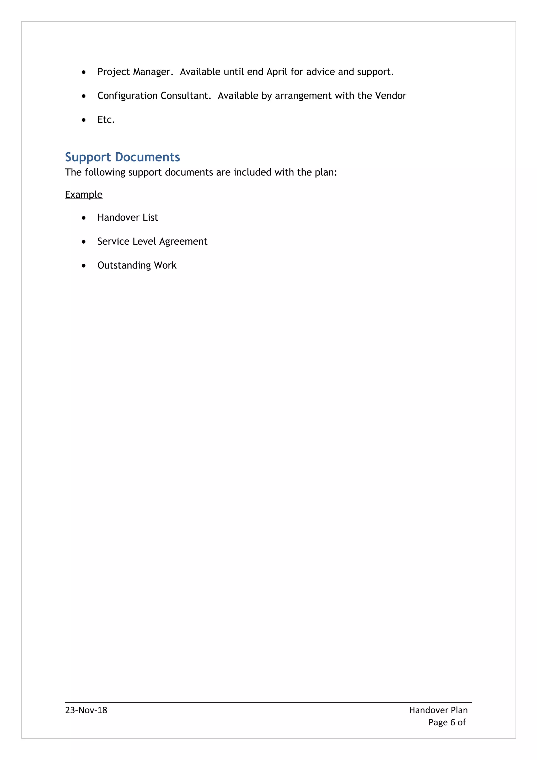 Project Handover Document Template | DOC
