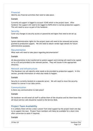 Project Handover Document Template | PDF