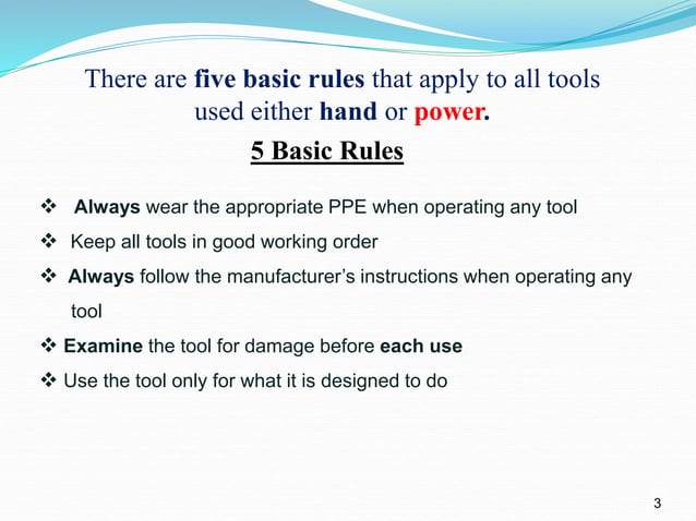 HAND & POWER TOOLS SAFETY and HSE Awareness Training Program | PPT