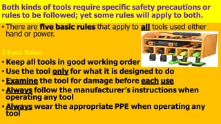 Hand tool and power tools training selfs | PDF