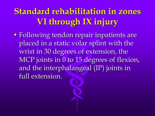 Extensor tendons injury repair and rehabilitation | PPTX