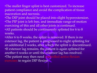Extensor tendons injury repair and rehabilitation | PPTX