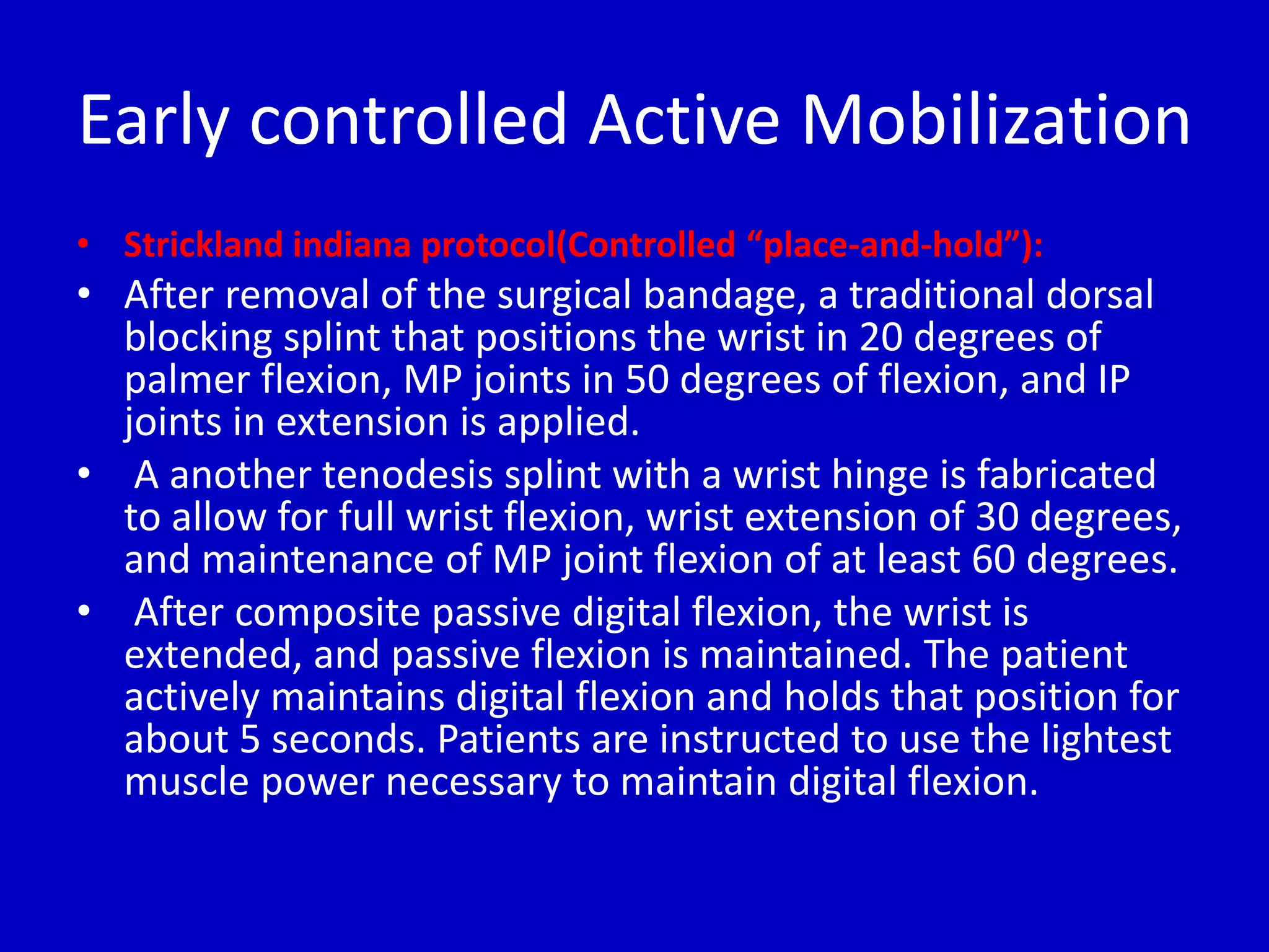 Hand rehabilitation after flexor tendon repair | PPTX