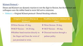 Hand rehabilitation following flexor tendon injuries | PPTX