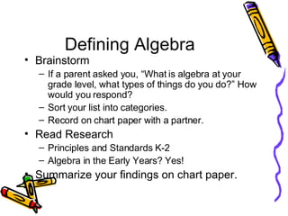 Hands on Algebra for K-2 Learners | PPT