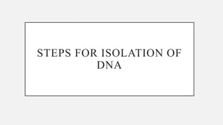Isolation of genomic DNA from Animal Tissue | PPTX