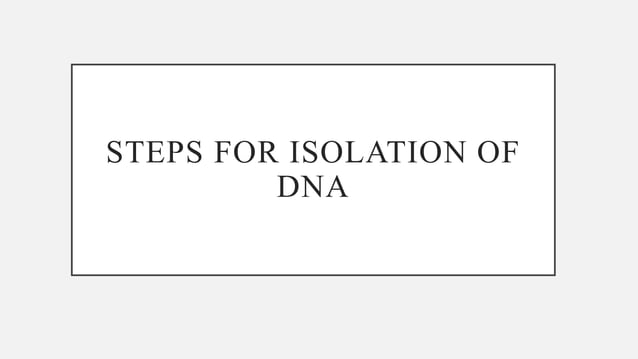 Isolation of genomic DNA from Animal Tissue | PPTX | Biological ...