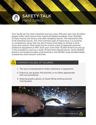 Safety Talk: Hand Safety | PDF | Death, Injury, or Military Conflict ...