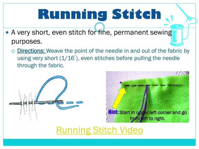 Hand Sewing Stitches PPT with videos.pdf | Needlework | Arts and Crafts