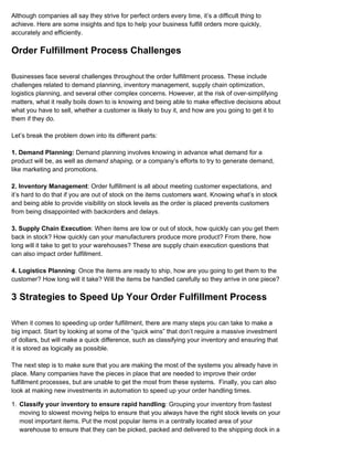 Order Fulfillment Process: How to Improve It | PDF