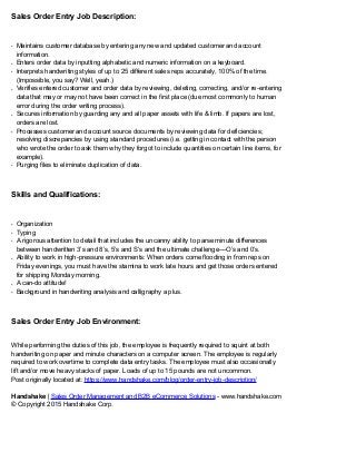 Order Entry Job Description Sample for Businesses